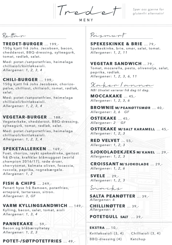 Meny - Tredet - Kafé og restaurant i Volda